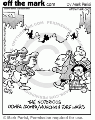 Oompa Loompa Munchkin Turf War - off the mark cartoons