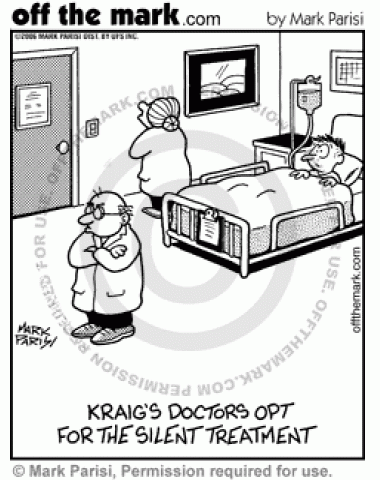 Doctors Use Silent Treatment - off the mark cartoons