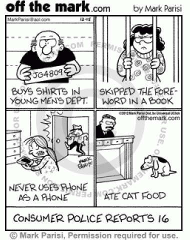 Consumer Police Reports - off the mark cartoons